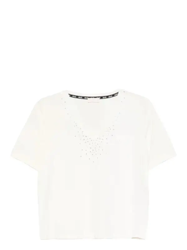 Liu Jo Embellished V-neck T-shirt - Neutrals