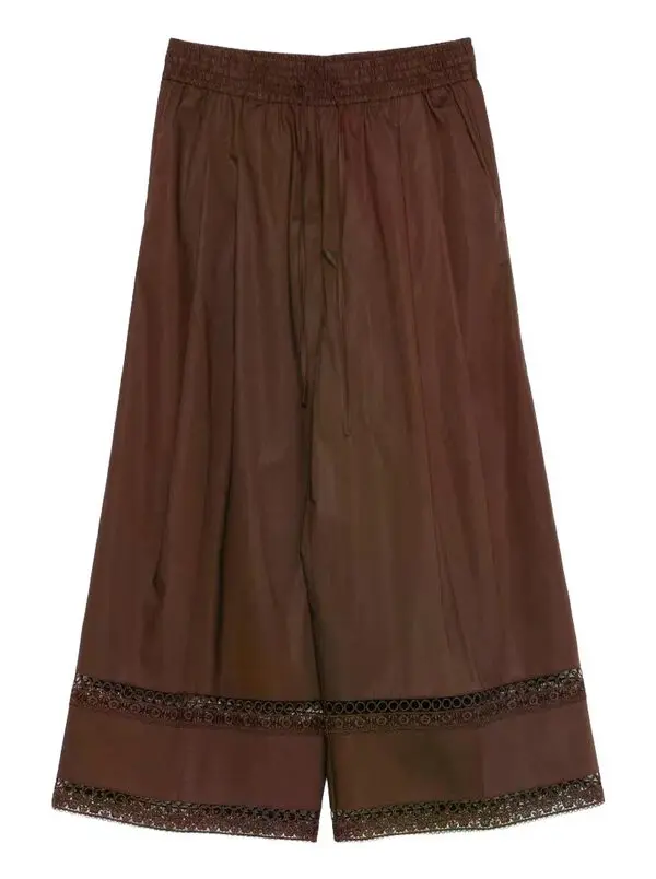 TWINSET Lace Trim Wide Leg Trousers - Brown