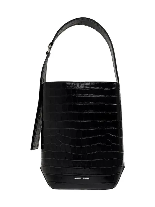 SAMSOE SAMSOE Saelmegade Crocodile-effect Leather Tote Bag - Black