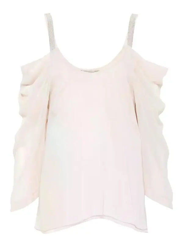 D.exterior Cold-shoulder Blouse - Neutrals