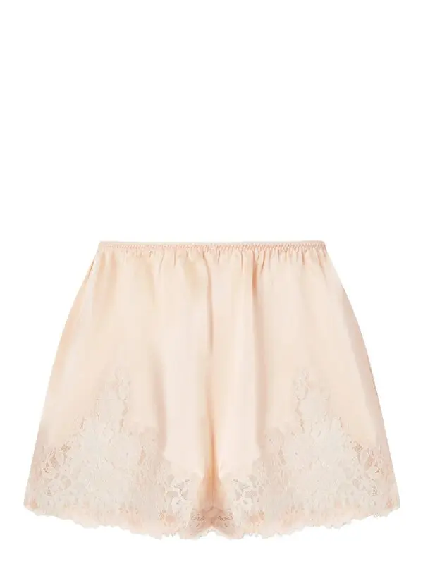 DÔEN Iona Lace-trimmed Silk-satin Shorts - Orange
