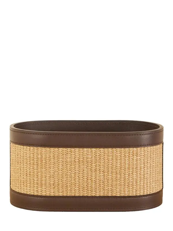 Brunello Cucinelli Raffia And Leather Basket - Brown