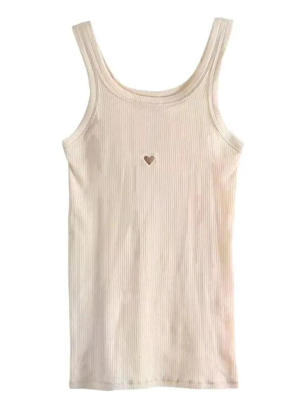 BASERANGE Heart-detail Ribbed Tank Top - Neutrals