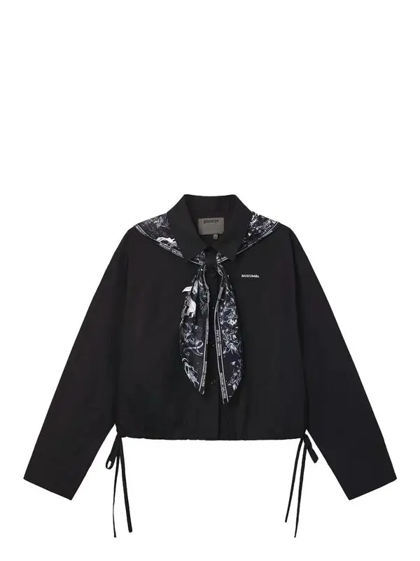 MUSIUM DIV. Printed Scarf Cotton Jacket - Black