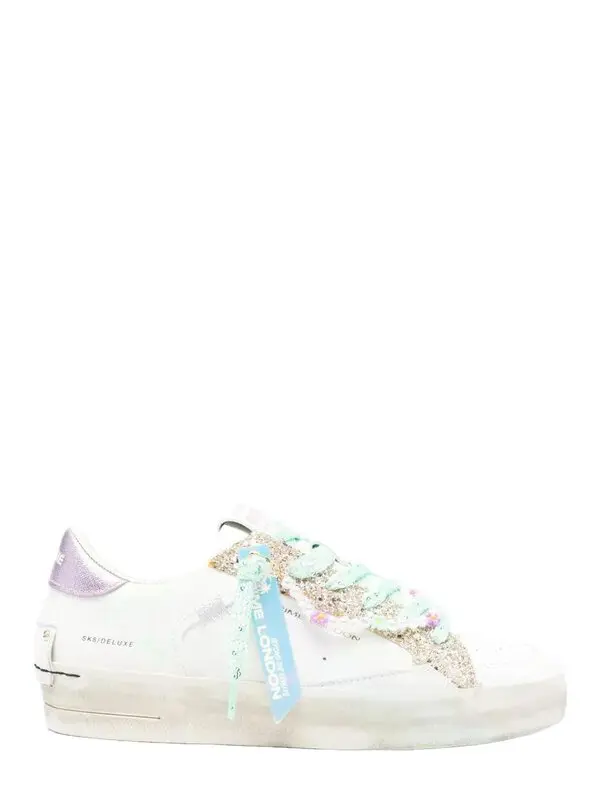 CRIME LONDON Sk8 Deluxe Glitter Lace Sneakers - White