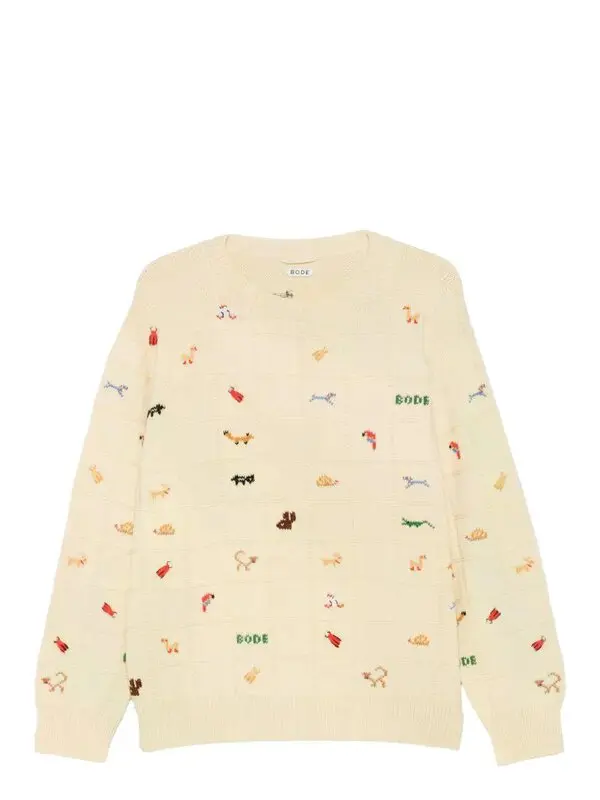 BODE Animal-embroidered Sweater - Neutrals