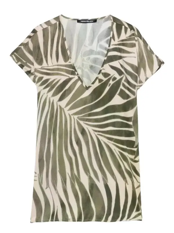 PENNYBLACK Printed V-neck Top - Green