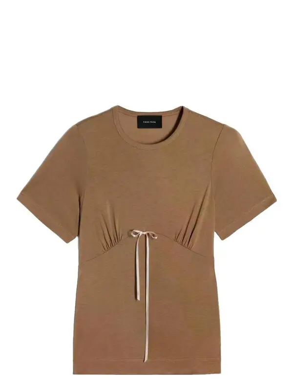 Simone Rocha Gathered Bust Bow T-shirt - Brown