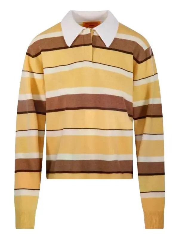 Guest In Residence Striped Polo Sweater - Yellow