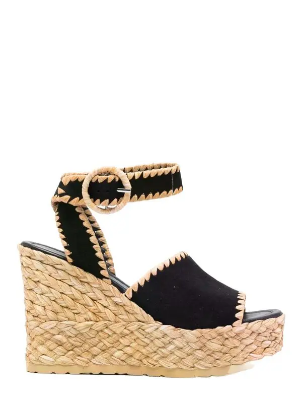 PALOMA BARCELO Buckle Platform Heeled Espadrilles - Black