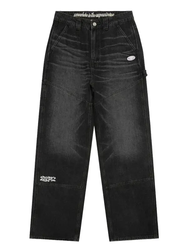 AAPE BY *A BATHING APE Moonface-appliqué Jeans - Grey