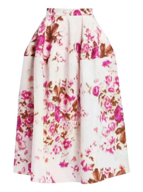 Erdem Floral-pattern A-line Skirt - Neutrals