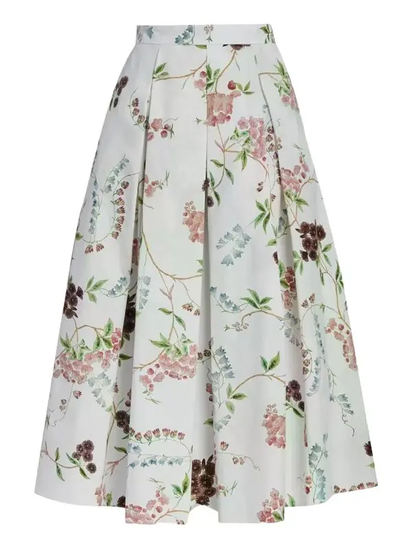 Erdem Floral-pattern A-line Midi Skirt - White