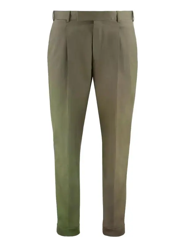 PT TORINO Cotton Blend Straight-leg Trousers - Green