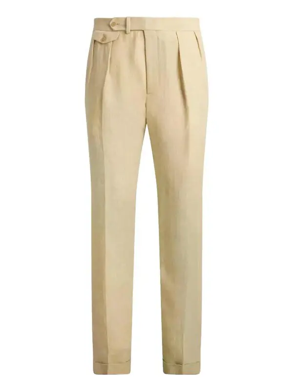 Ralph Lauren Purple Label Gregory Flat-front Linen Trousers - Neutrals