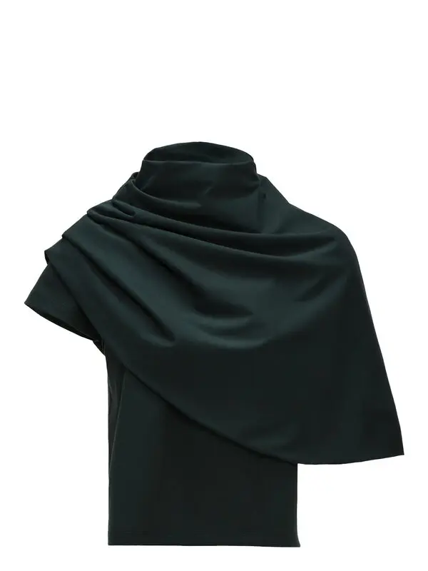 Magda Butrym Cape-detailed Organic Cotton Top - Green