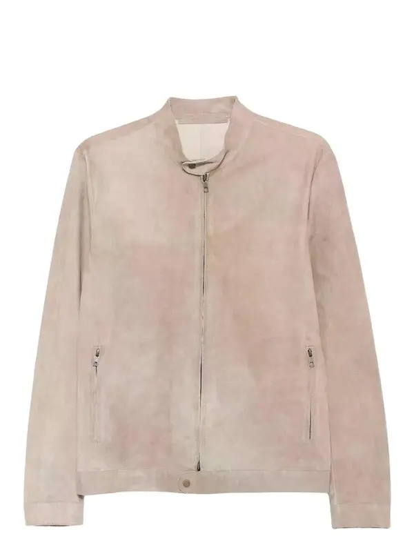 SALVATORE SANTORO Zip-up Suede Jacket - Neutrals