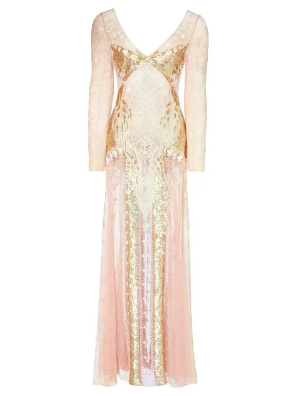 TEMPERLEY LONDON Gigi Embroidered Maxi Dress - Pink