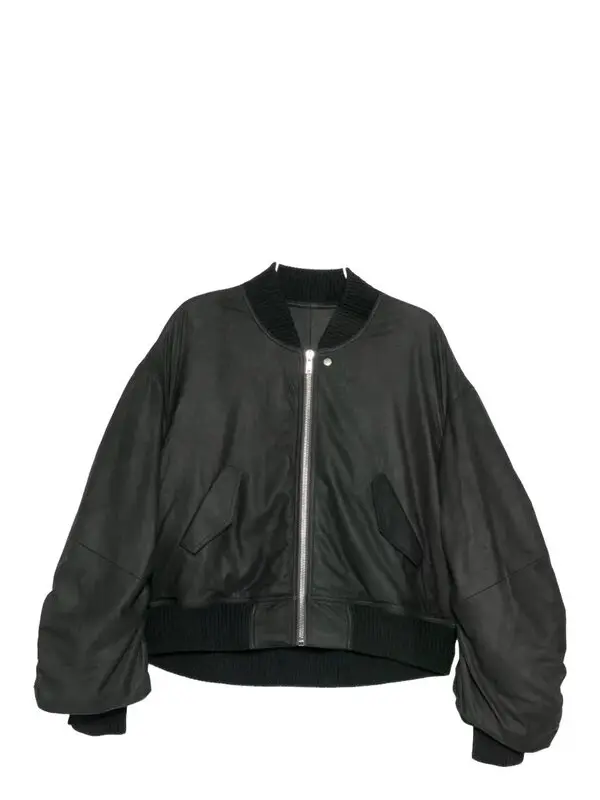 Rick Owens Ribbed Leather Jacket - Black