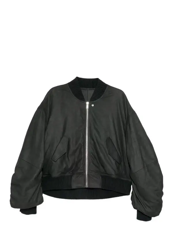Rick Owens Ribbed Leather Jacket - Black