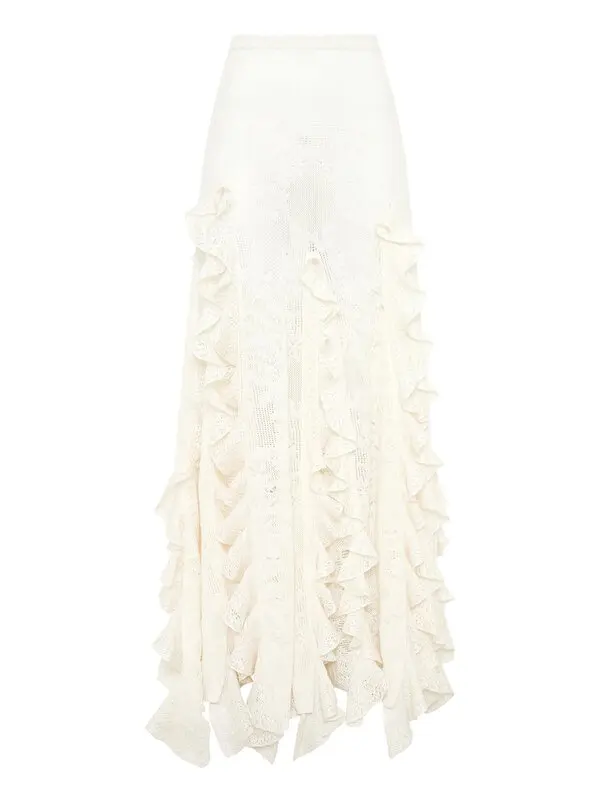 Gabriela Hearst Ruffled Silk-wool Maxi Skirt - Ivory