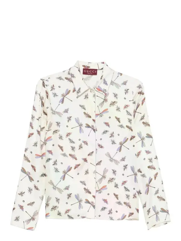 Gucci Dragonfly Print Shirt - Neutrals