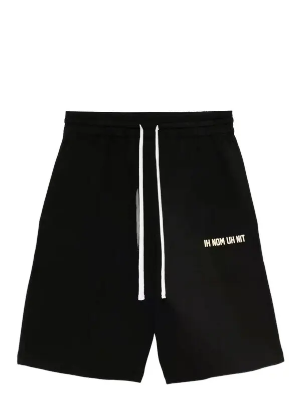 IH NOM UH NIT Logo-print Knee-length Shorts - Black