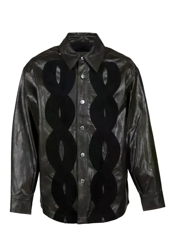 SONG FOR THE MUTE Appliqué Faux-leather Jacket - Black