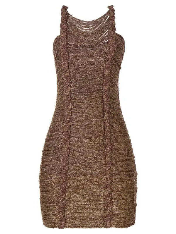 ANDREA ALMEIDA Sil Braided Cord Mini Dress - Brown