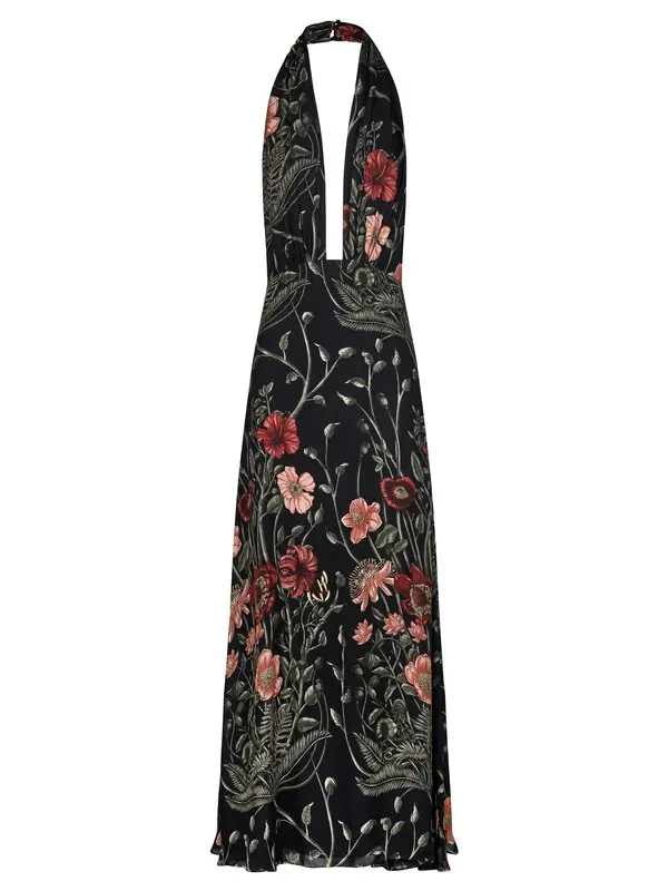 Johanna Ortiz Silk Maxi Dress - Black