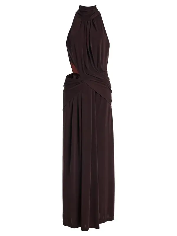 Johanna Ortiz Draped Midi Dress - Brown