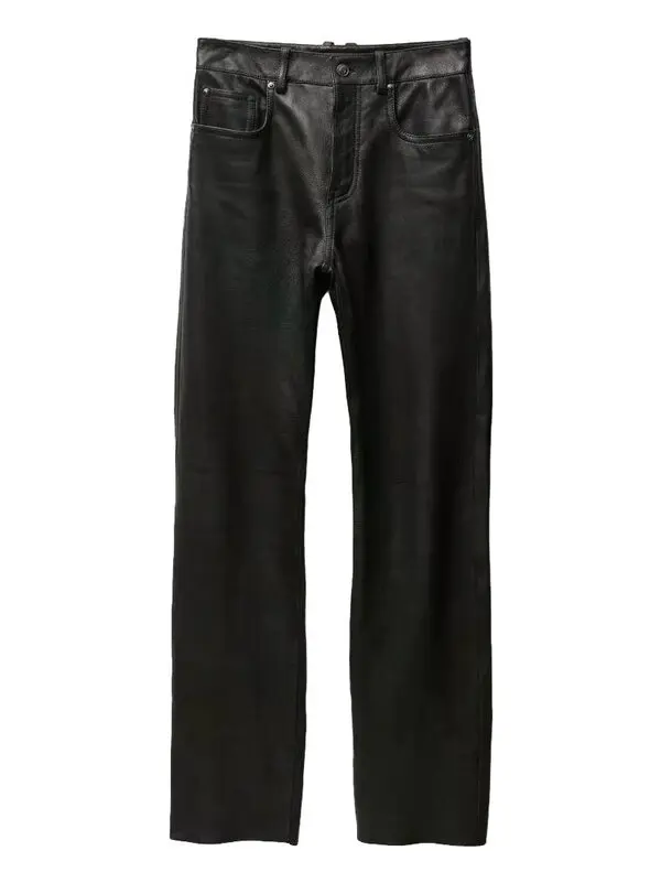 Versace Straight-leg Plongé Leather Trousers - Black