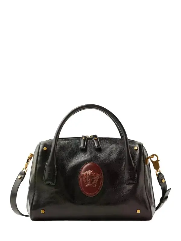 Versace Medusa Cameo Leather Boston Bag - Black