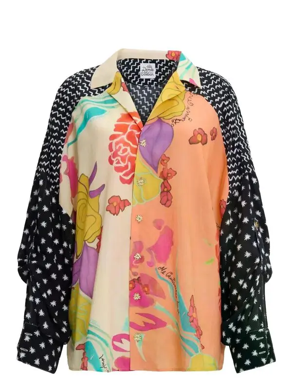 DONDE ESTEBAN Floral Star Print Long-sleeve Shirt - Black