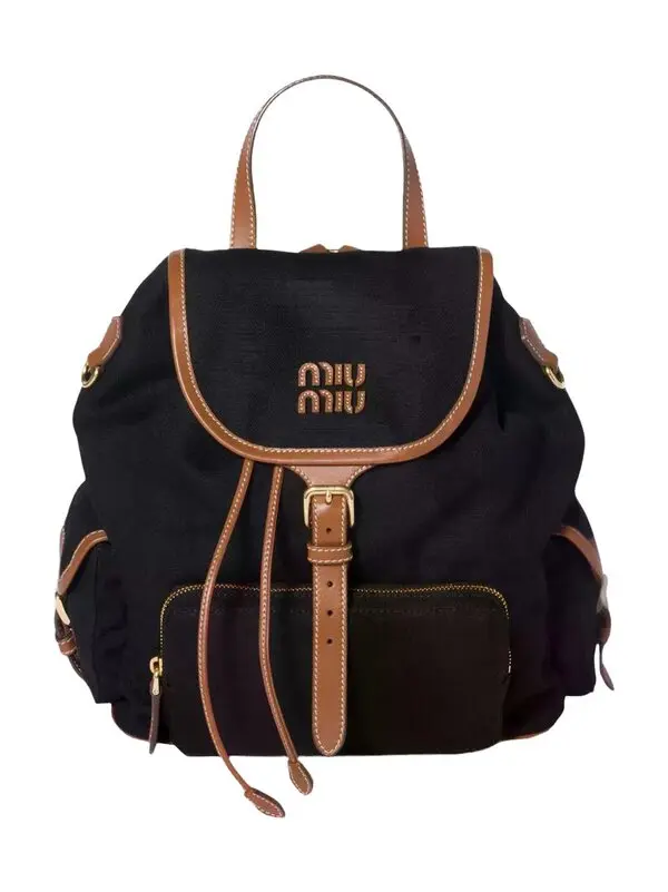 Miu Miu Canvas And Leather Backpack - Black