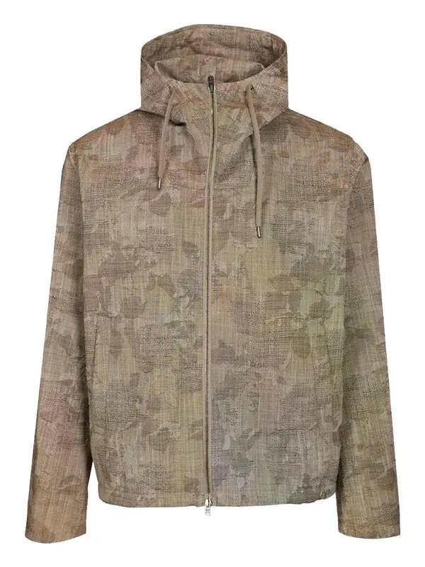 Herno Jacquard Hooded Jacket - Neutrals