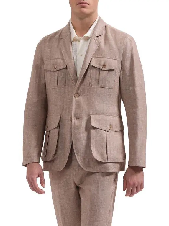 Bugatchi Linen Safari Jacket - Tobacco