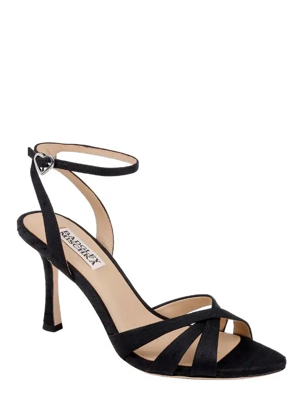 Badgley Mischka Xeilani Ankle Strap Sandal - Black Silk