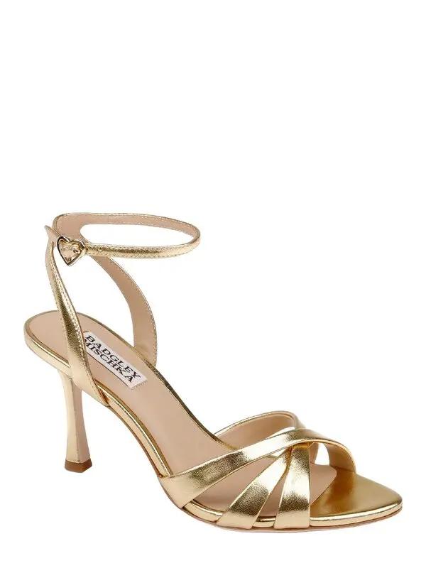 Badgley Mischka Xeilani Ankle Strap Sandal - Gold Leather