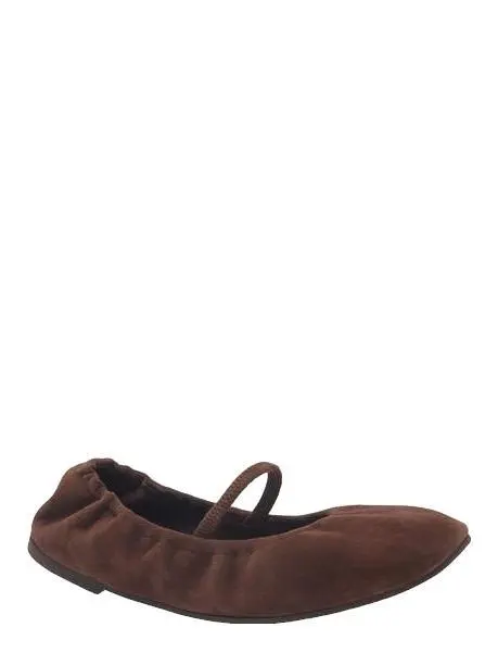 REFORMATION Buffy Mary Jane Ballet Flat - Espresso Suede