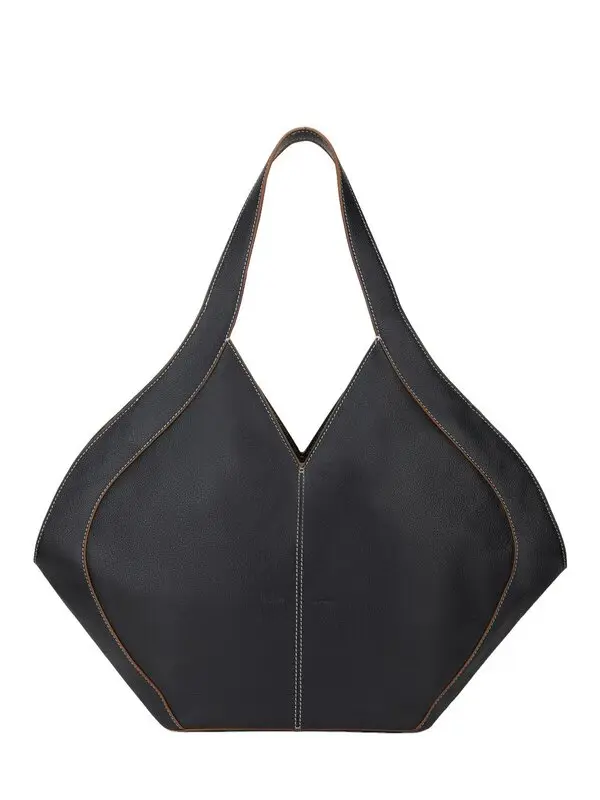 BEHNO Safra Pebble Leather Tote - Black