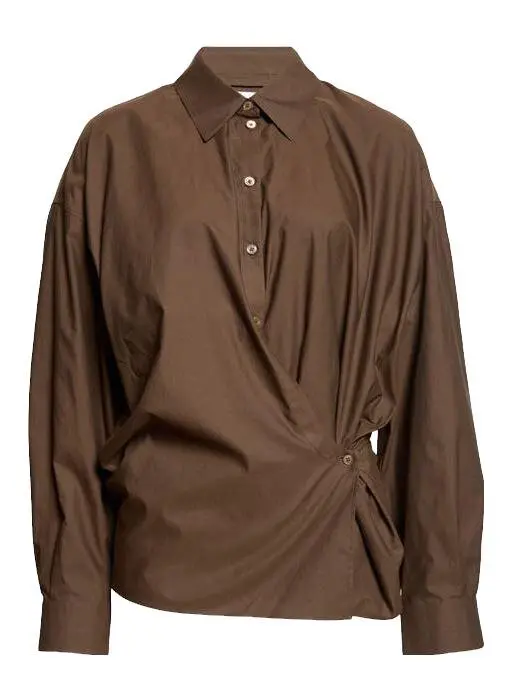 LEMAIRE Twisted Cotton & Silk Button-up Shirt - Truffle
