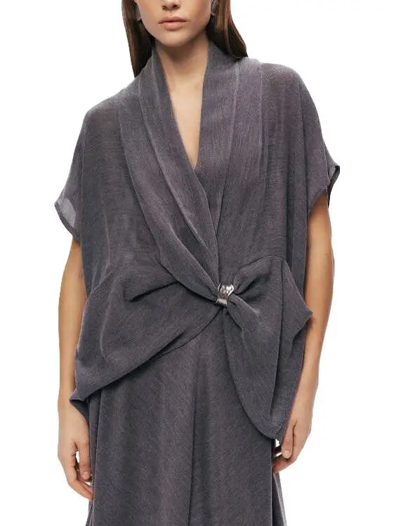 NOCTURNE Draped Wrap Blouse - Grey