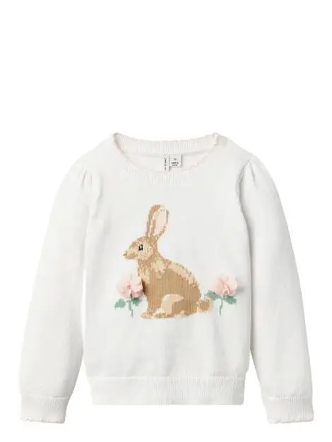 Janie And Jack Bunny Sweater - White