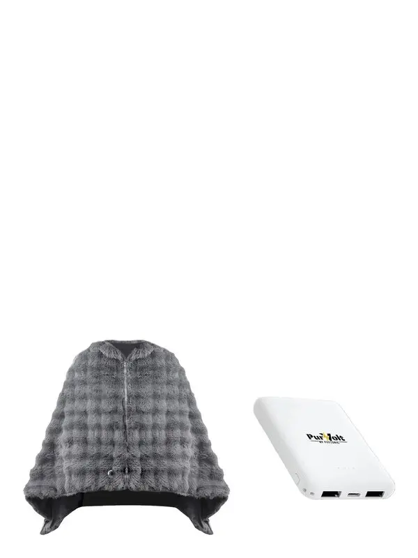 PURSONIC Electric Plush Heated Poncho Shawl With Ultra-compact Power Bank - Multicolor