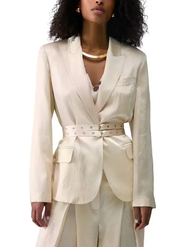 Liu Jo Single-breasted Blazer With Belt - Neutrals