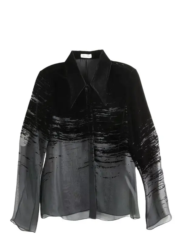 GRACE LING Glitch-patterned Long-sleeved Top - Black