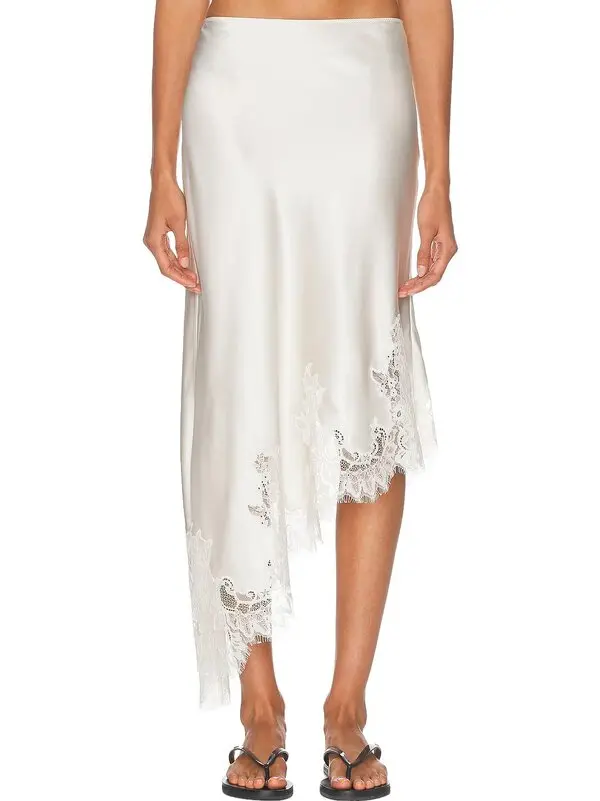 SRG Silk Skirt With Lace Trim - Ivory