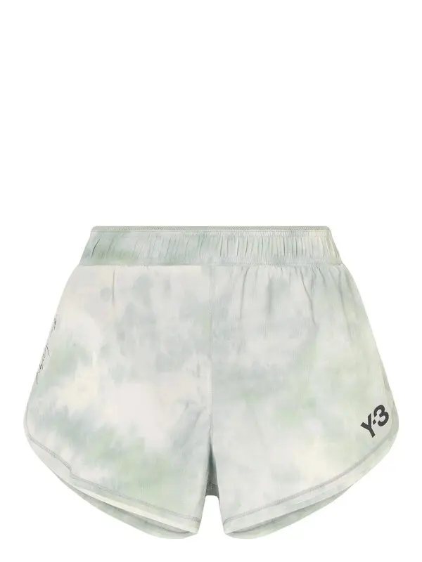 ADIDAS ORIGINALS Y-3 Printed Frayed Lightweight Shorts - Green