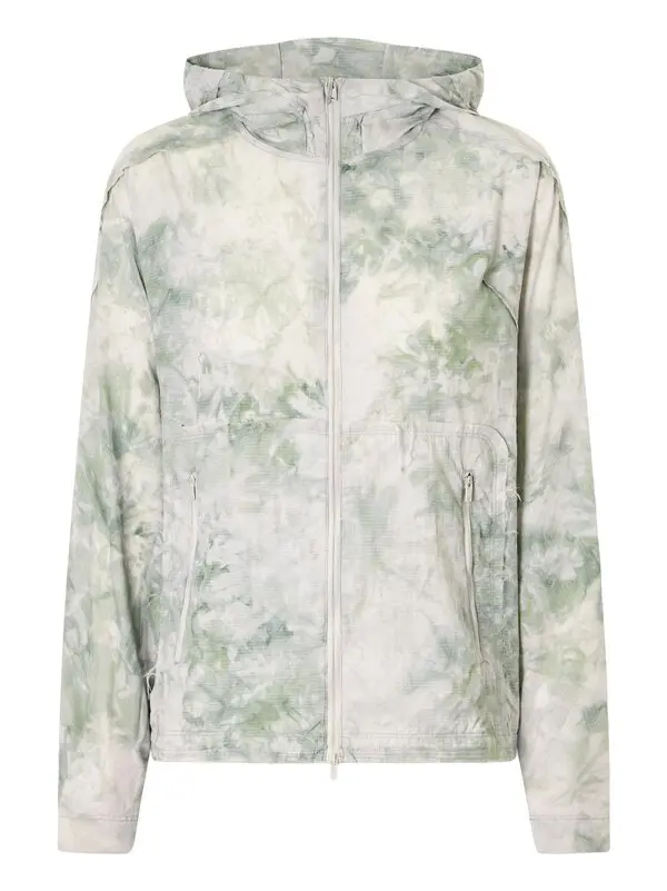 ADIDAS ORIGINALS Y-3 Printed Frayed Lightweight Hooded Jacket - Green